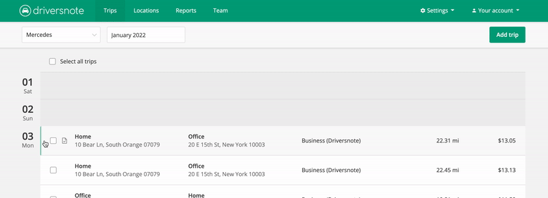 How to: move trips between workplaces - Driversnote Knowledge Base